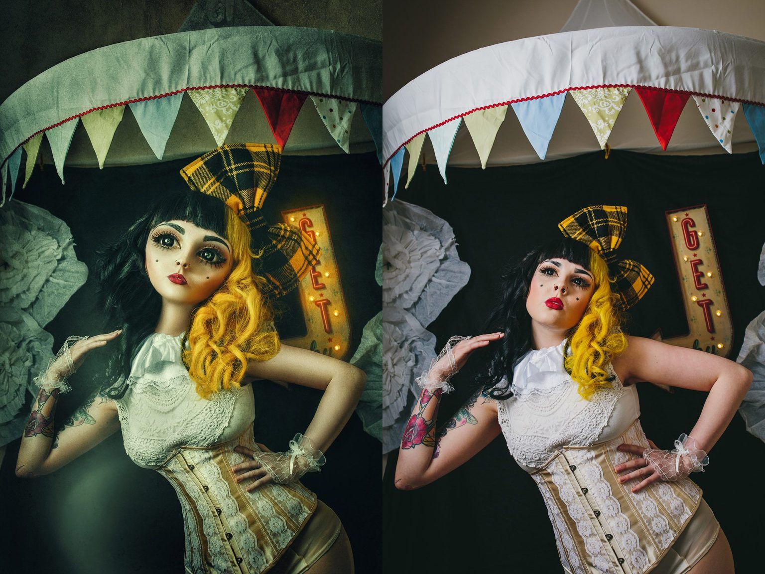 The steps I took to create the circus doll photo