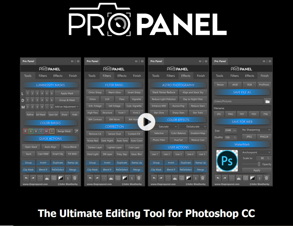 The pro panel speeds up your editing in photoshop