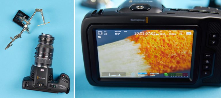 How to use a reverse macro lens with the Blackmagic 6K pocket cinema camera