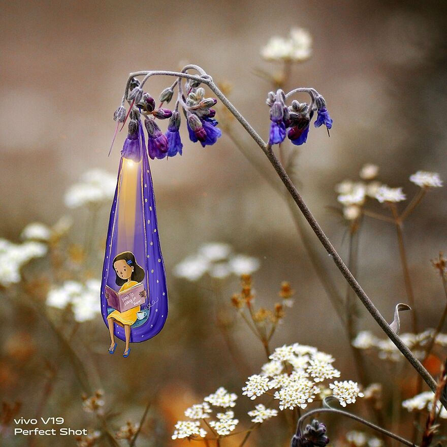 Artist creates stories by combining macro photos with adorable ...