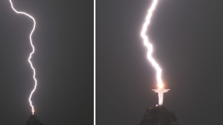 Photographer captures Rio’s Christ the Redeemer as it gets struck by ...