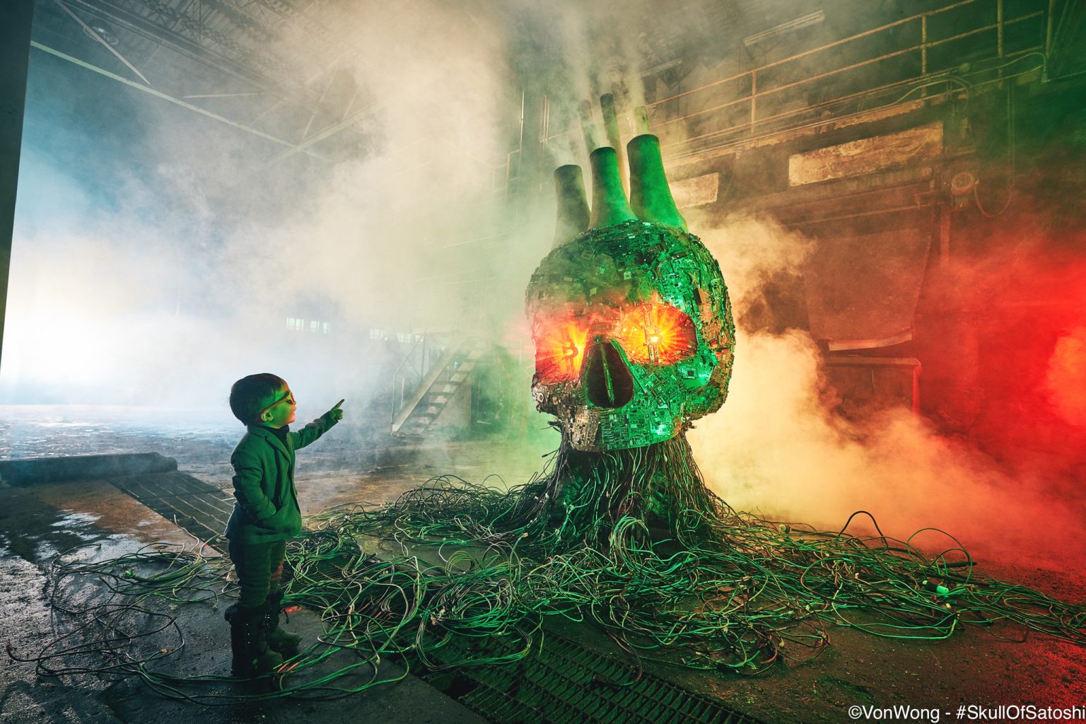 Photographer builds 11-foot electronic waste skull to show Bitcoin's ...
