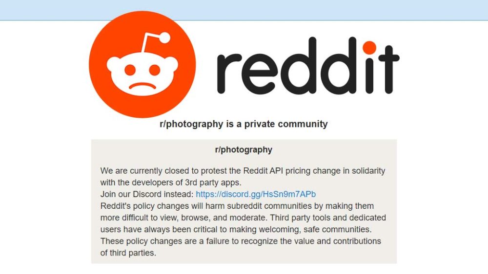 Reddit goes dark for millions of photographers and filmmakers