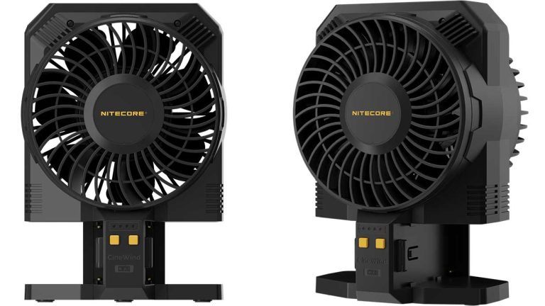 The Nitecore CineWind CW30 is an NP-F powered portable fan for use on set